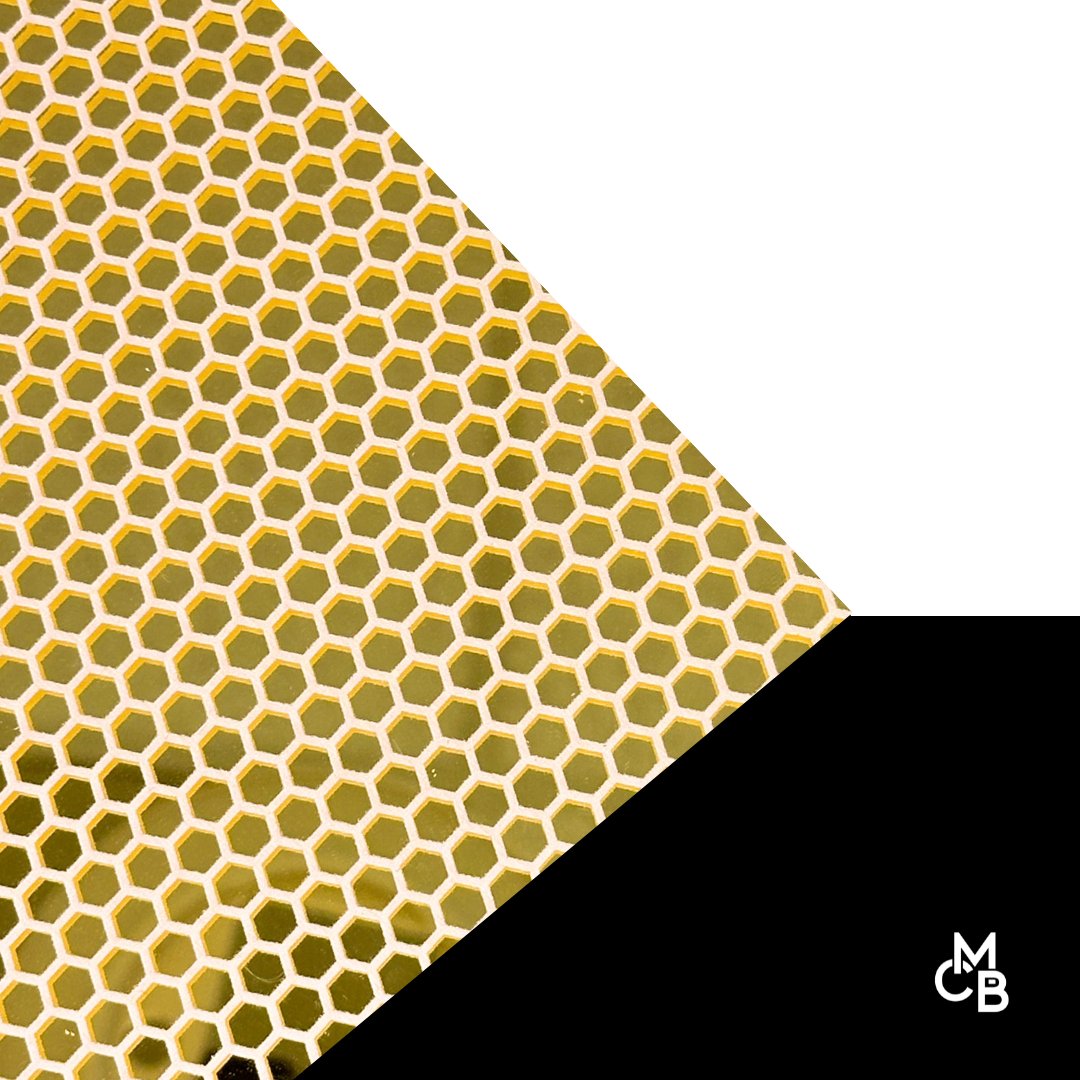1/8" Pink Honeycomb on Gold Mirror Pattern Acrylic Sheet CMB PRESTIGE ...