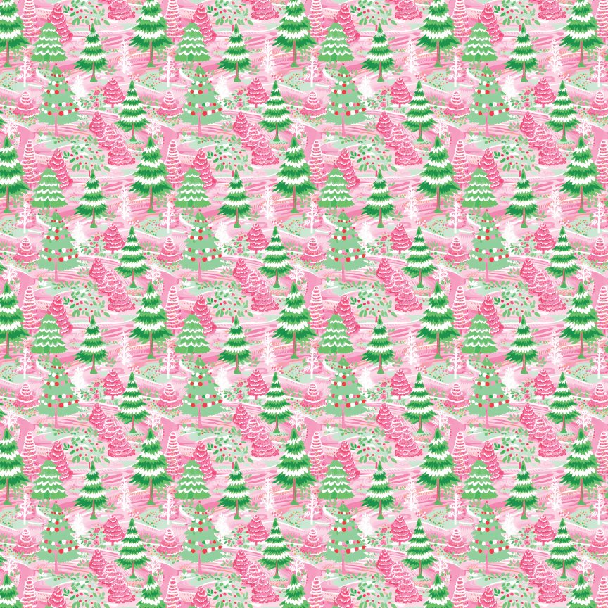 P0891 | Preppy Pink & Green Christmas Trees Pattern Acrylic Sheets ...