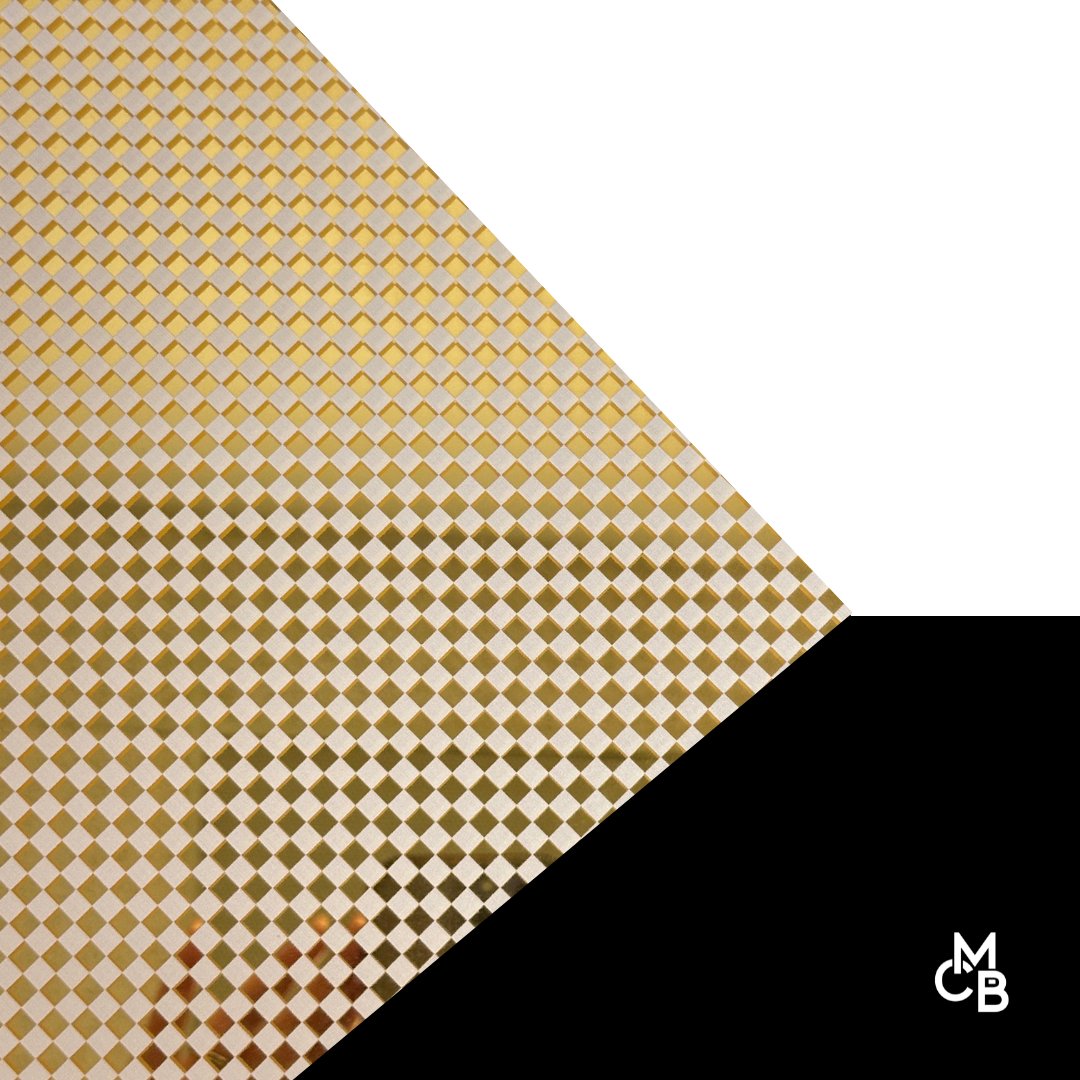 1/8" White Checkered on Gold Mirror Pattern Acrylic Sheet CMB PRESTIGE ...