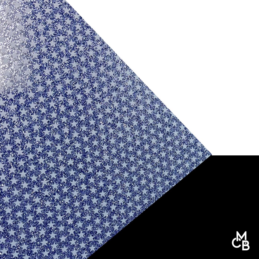 1/8" White Stars on Blue Glitter Pattern Acrylic Sheet CMB PRESTIGE PA ...