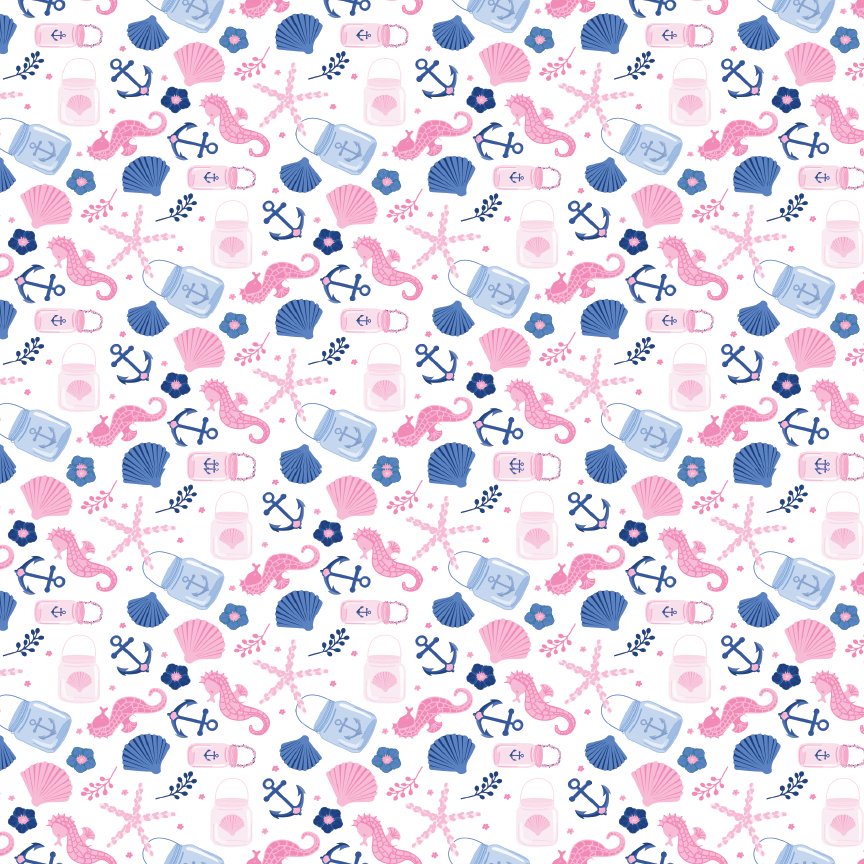 Pink & Blue Nautical Shapes Pattern Acrylic Sheets – Custom Made Better